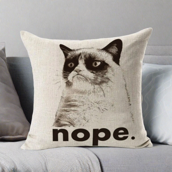 Grumpy Cat Nope Decorative Throw Pillow Cover – Eryn Home